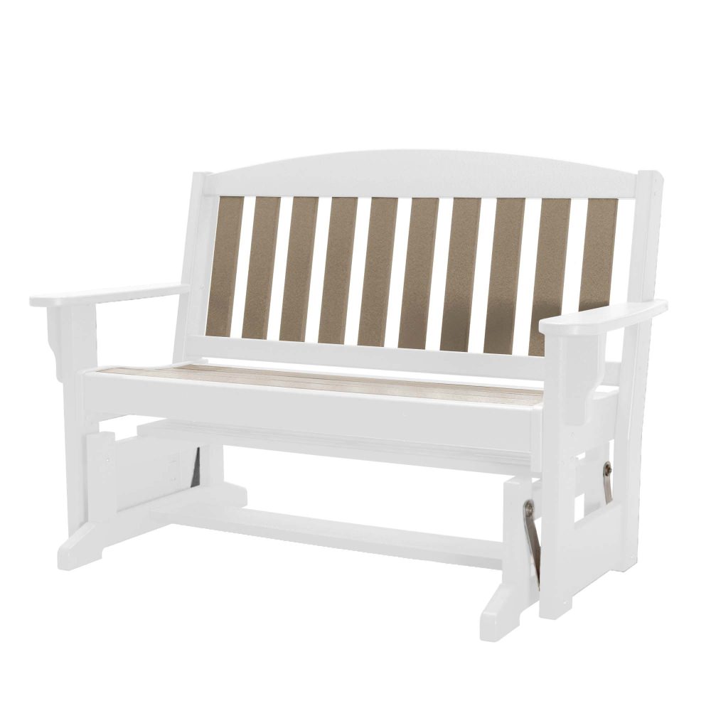 Glider Bench - White and Weatherwood | DWGL1CWHWW | Nags Head Hammocks